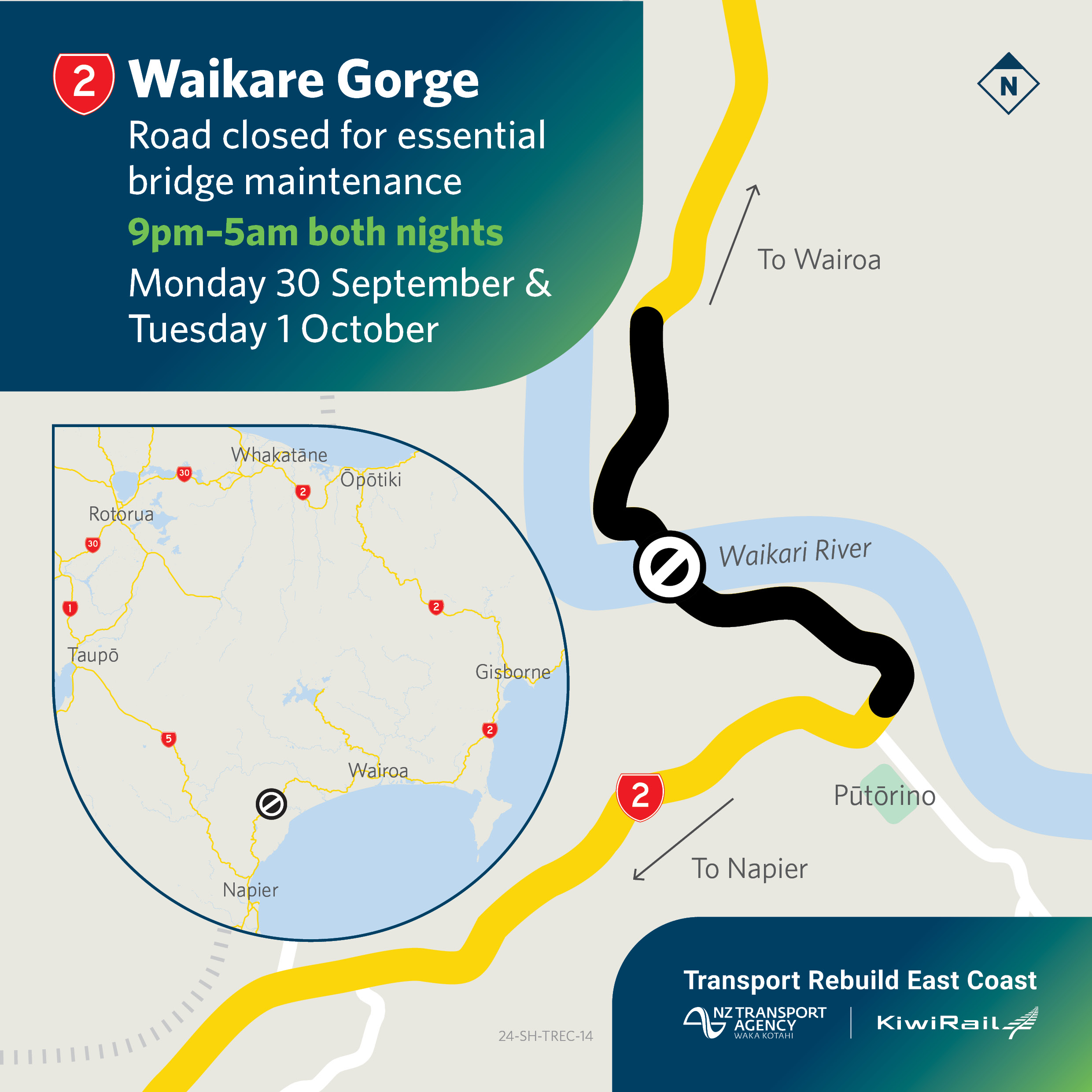 Overnight closures on SH2 at Waikare Gorge Bailey Bridge for essential ...